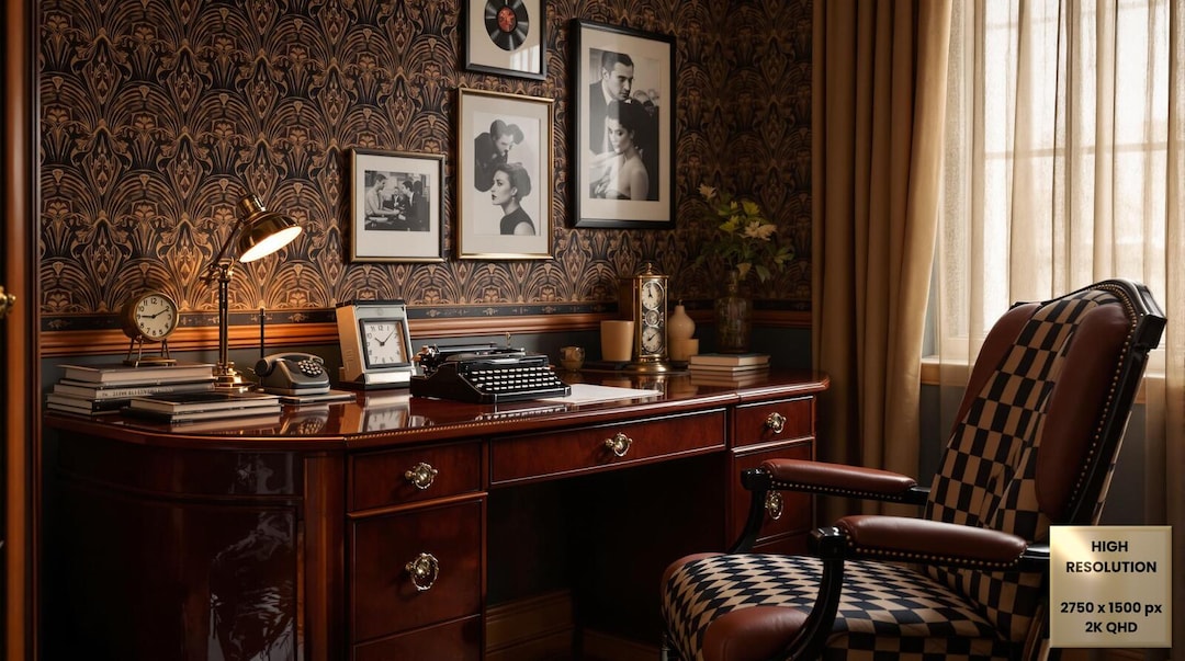 Virtual Home Office Zoom Background, Elegant Backdrop for Meetings, 16: ...