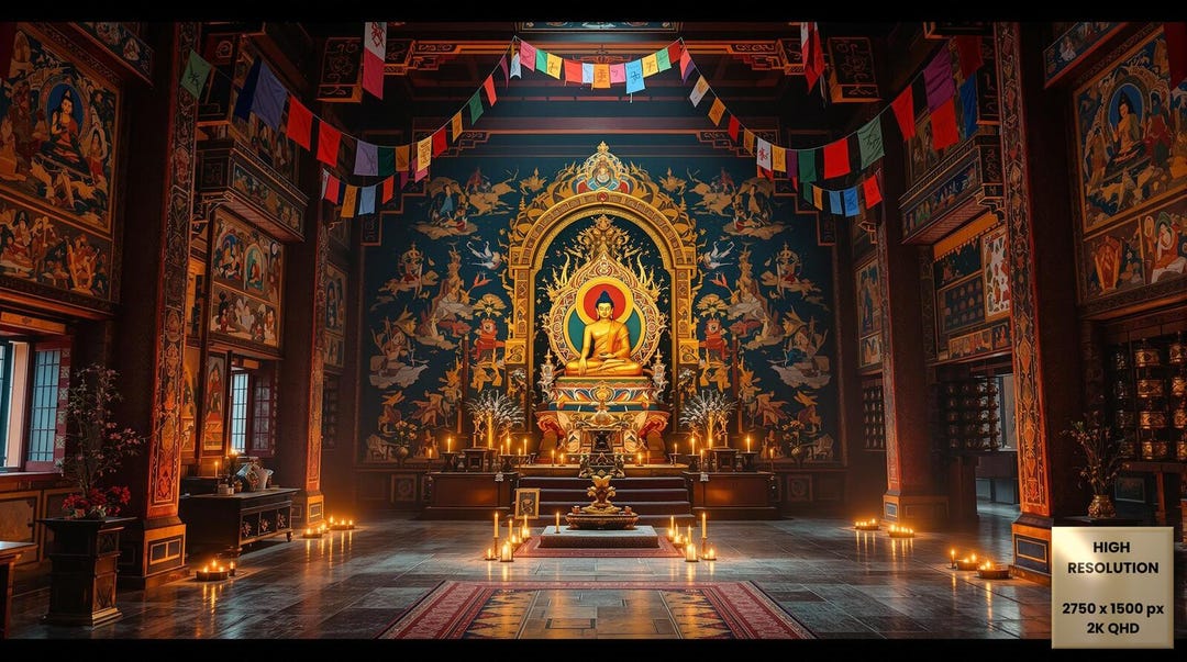 Zen Temple Zoom Background | Serene Buddhist Shrine for Mindful ...