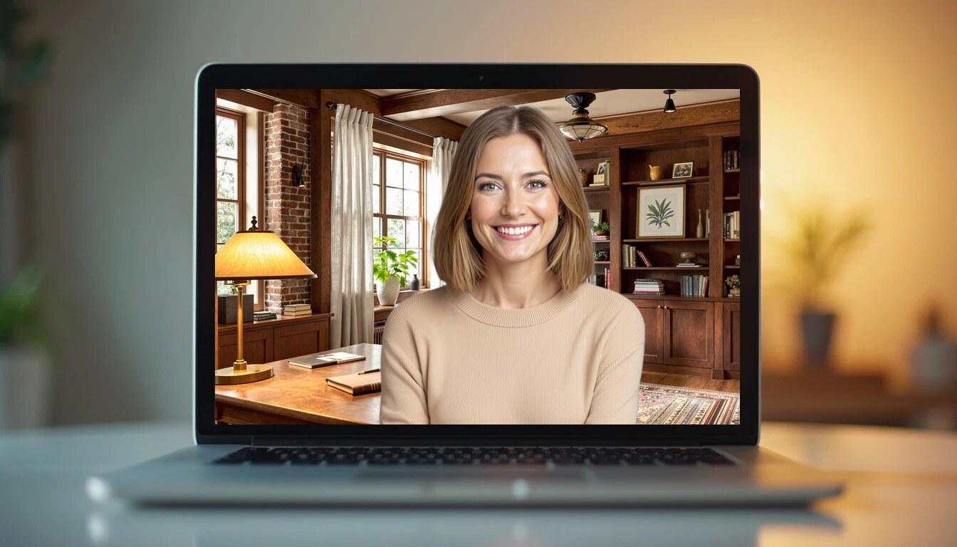 Cozy Cabin Virtual Background | Rustic Home Office for Zoom & Teams ...