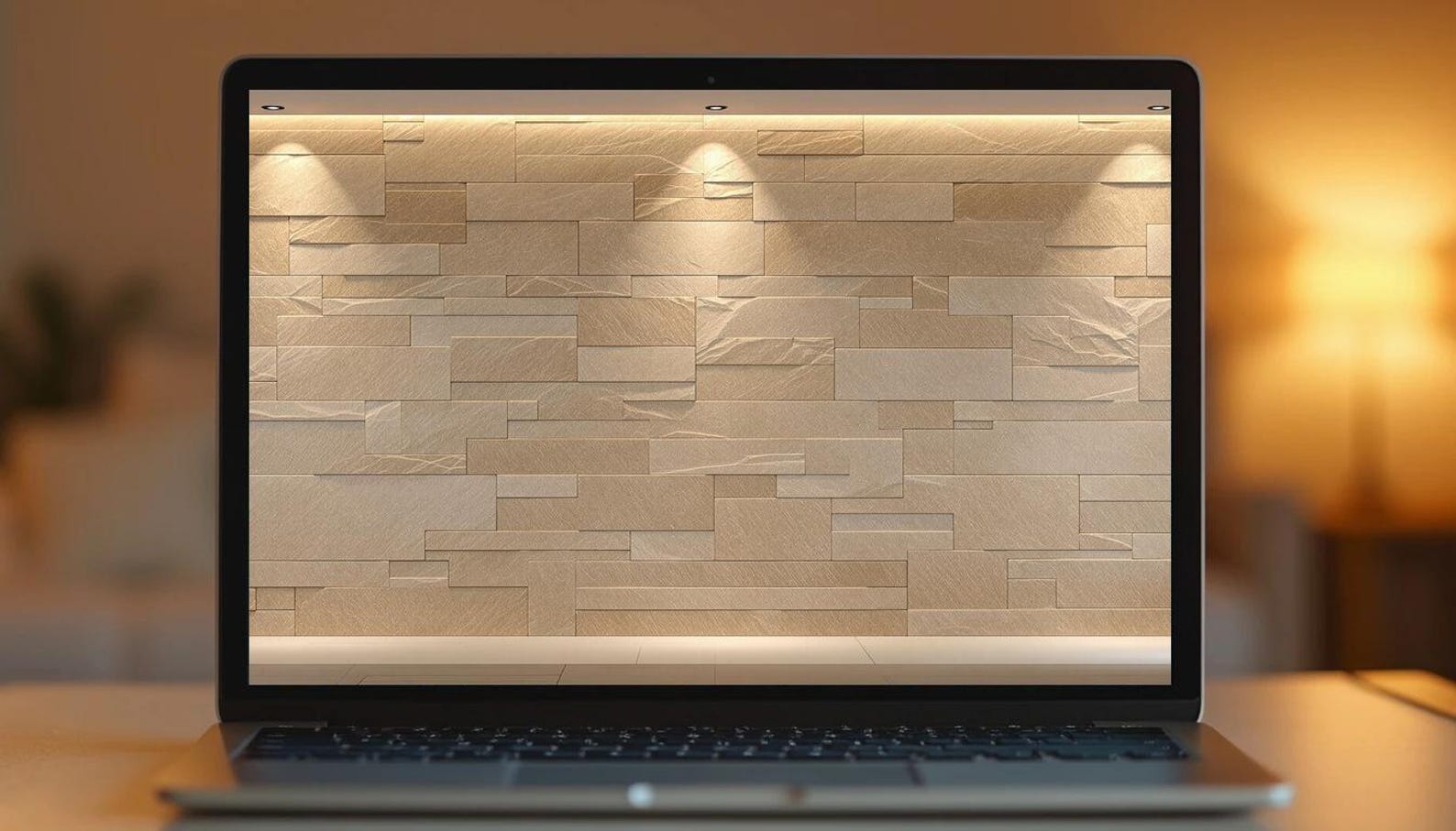Neutral Stone Wall Virtual Background | Elegant Minimalist Texture for ...