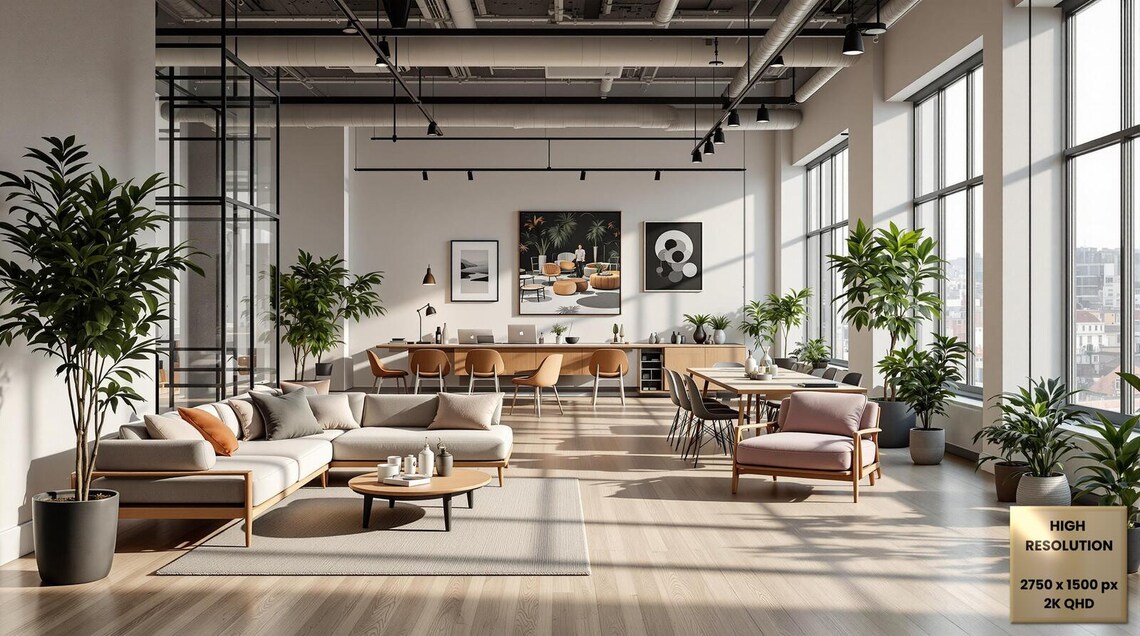 Co-working Space Virtual Background | Zoom Background Minimalist Home ...