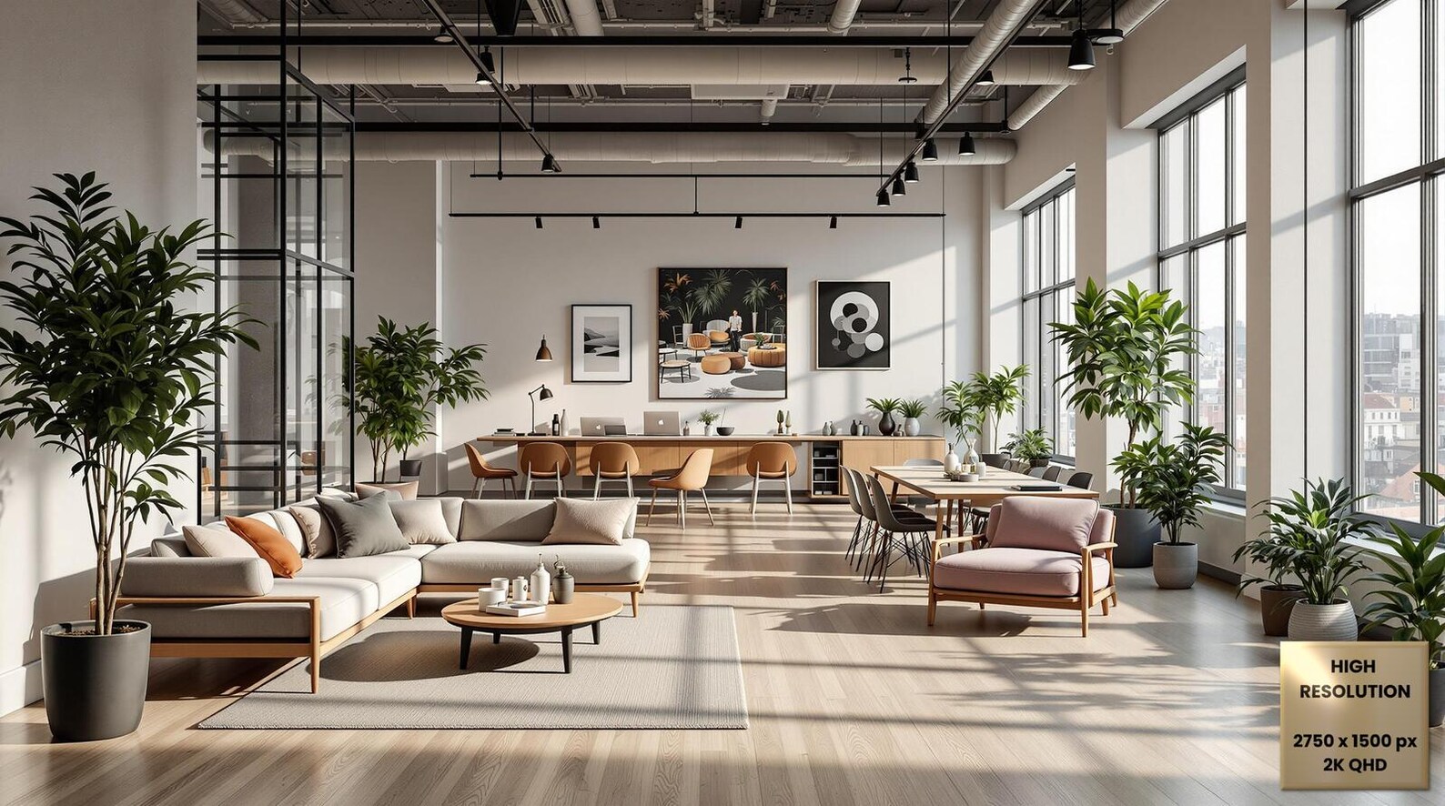 Co-working Space Virtual Background | Zoom Background Minimalist Home ...