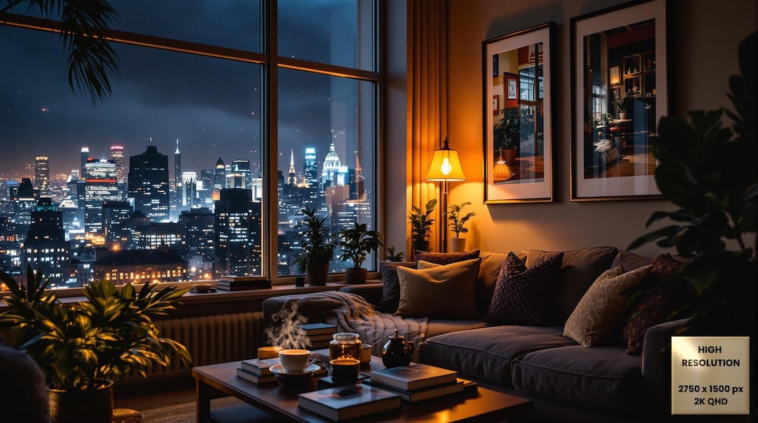 Home Office Background - Cozy Night Virtual Background Zoom, Teams ...