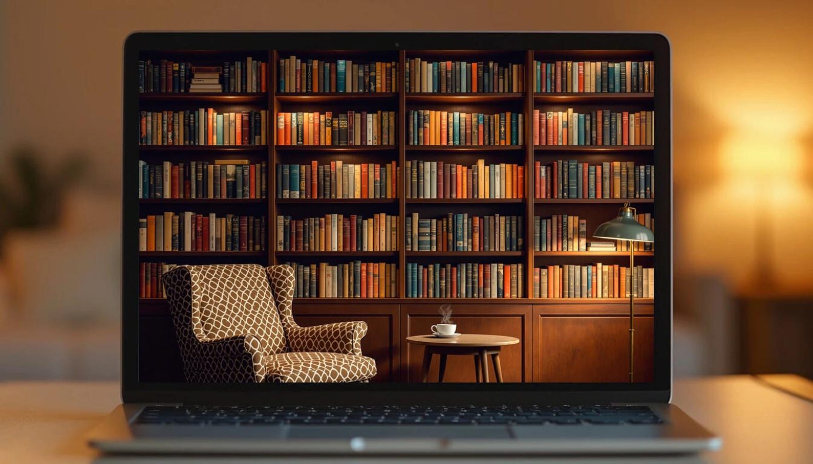 Classic Library Virtual Background | Elegant Study Backdrop for Zoom ...