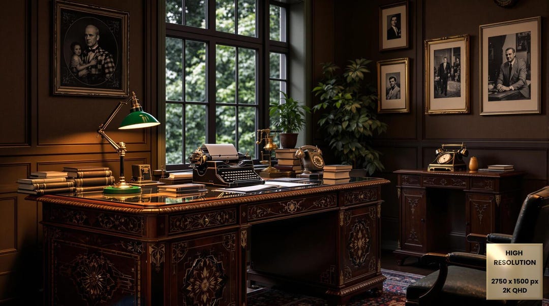 Virtual Home Office Zoom Background Cozy Retro Vintage 1920's Backdrop ...