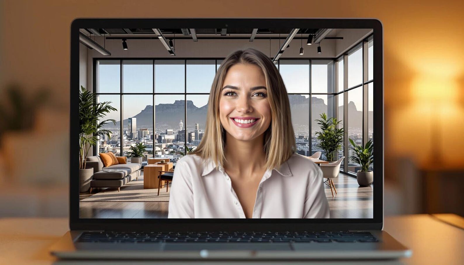 Virtual Office Zoom Background, Co-working Backdrop for Meetings, 16:9 ...