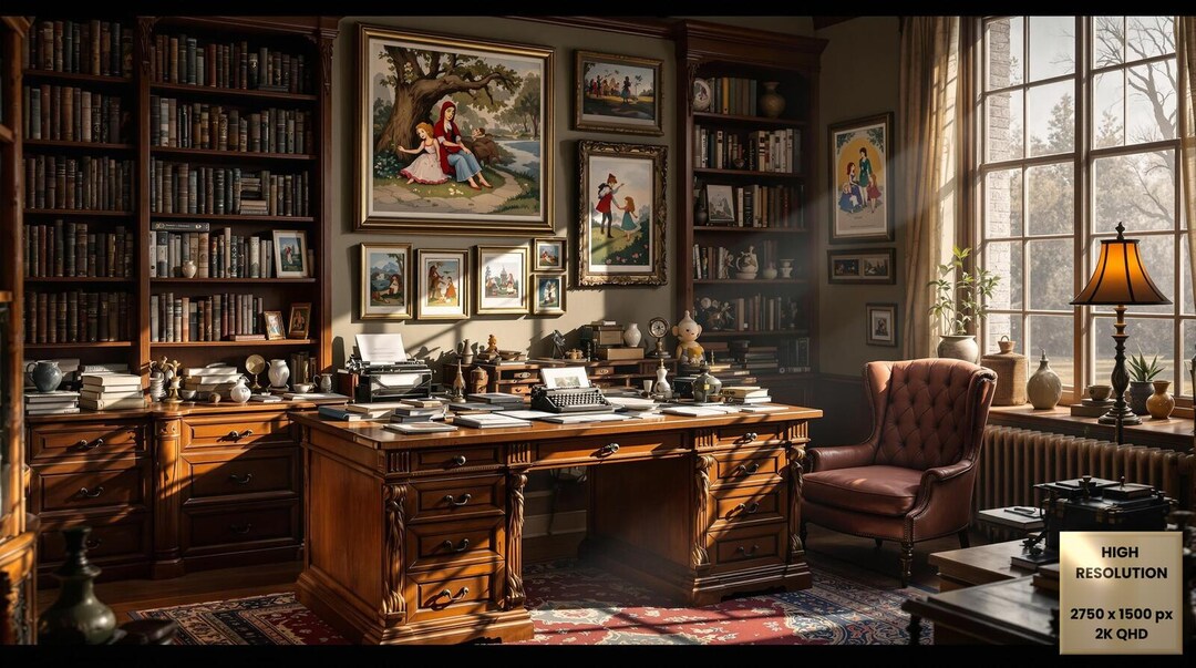 Virtual Background - Fantasy Vintage Grimm Fairy Tale Home Office ...