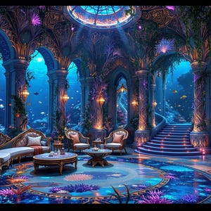 Virtual Background - Fantasy Underwater Ocean Aquarium Home Office Backdrop for Zoom Meetings ...
