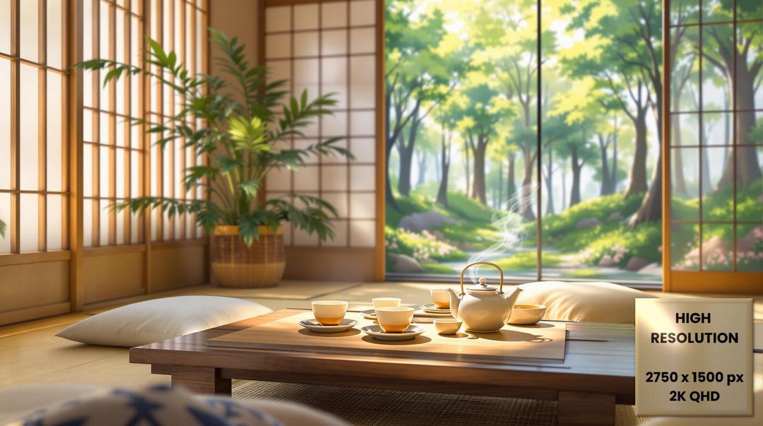 Virtual Background - Japanese Zen & Spiritual Meditation Home Office ...