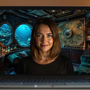 Steampunk Underwater Virtual Background | Fantasy Submarine for ...