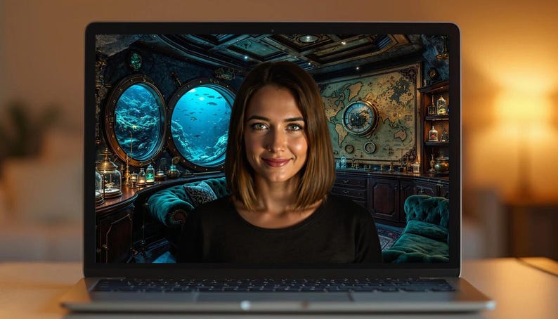 Steampunk Underwater Virtual Background | Fantasy Submarine for ...