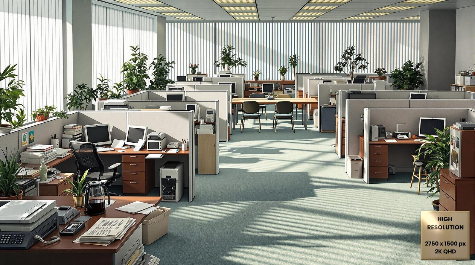 Retro 90s Cubicle Virtual Background: Professional Home Office (digital ...