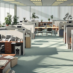 Retro 90s Cubicle Virtual Background: Professional Home Office (digital ...