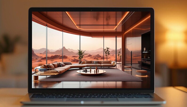 Virtual Background - Fantasy Sci-fi Mars Desert Luxury Home Office Backdrop for Zoom Meetings ...