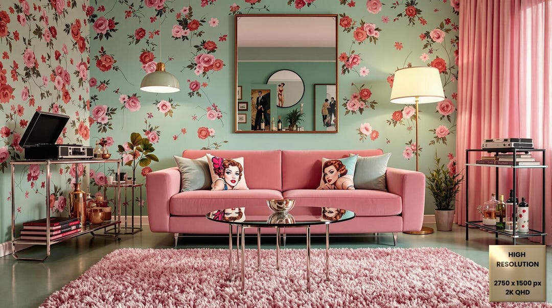 Virtual Office Zoom Background Retro Vintage 1950's Glam Pinup ...