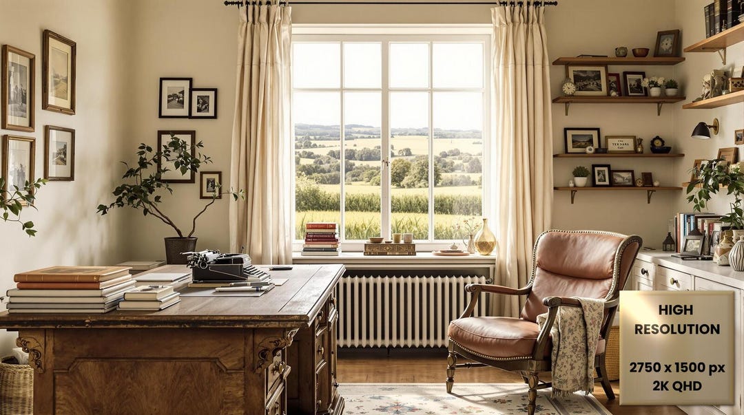 Virtual Background - Rustic Vintage Professional Home Office Backdrop ...