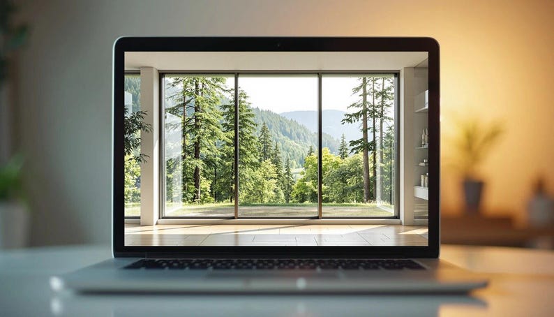 Forest Window View Virtual Background | Natural Home Office for Video ...