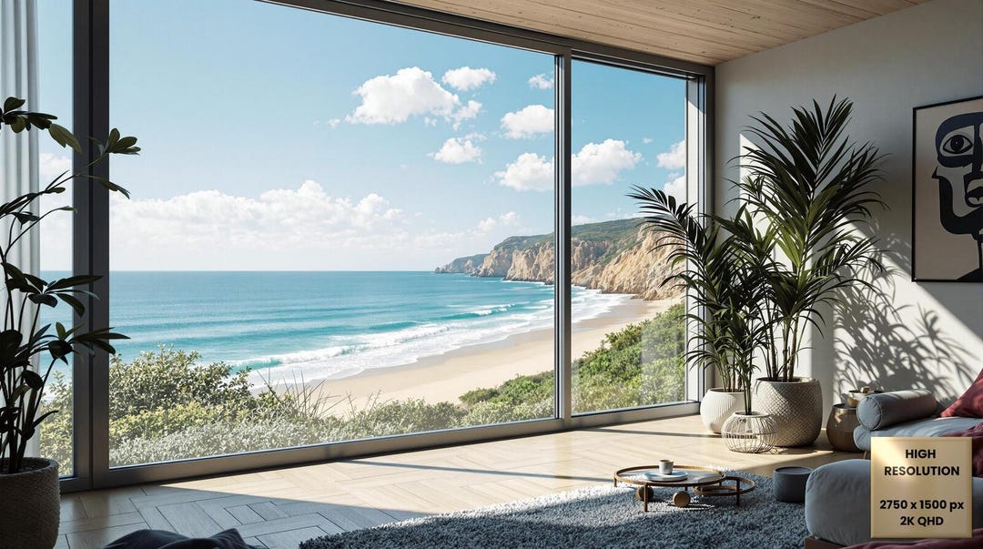 Beach House View Virtual Background | Coastal Home Office Backdrop ...