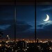 Virtual Background, Moon at Night Cozy Window Home Office Backdrop for ...