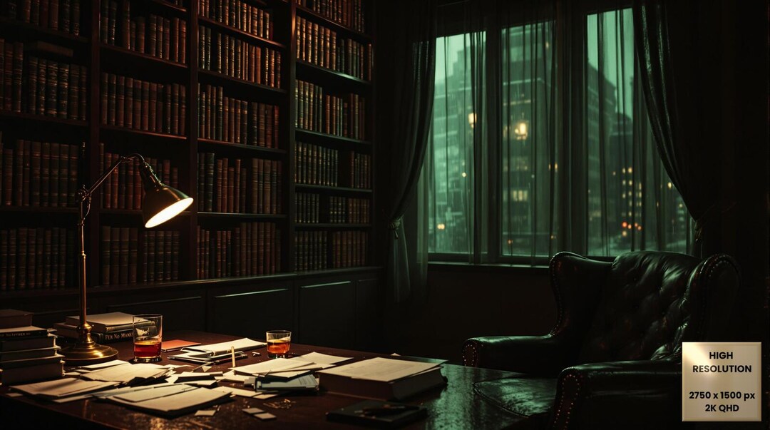 Vintage Detective Office Zoom Background | Moody Film Noir Backdrop for ...