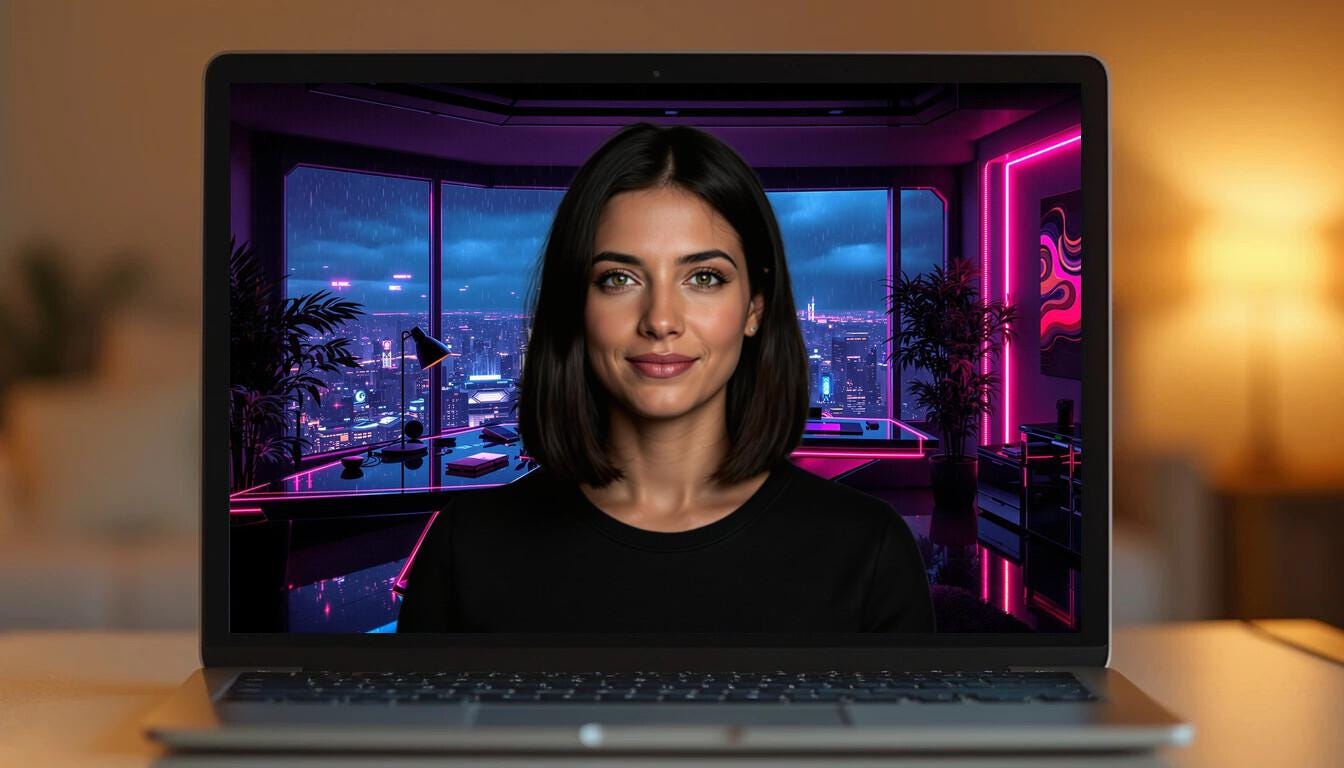 Virtual Background - Fantasy Neon Cyberpunk Gamer Office Home Office ...