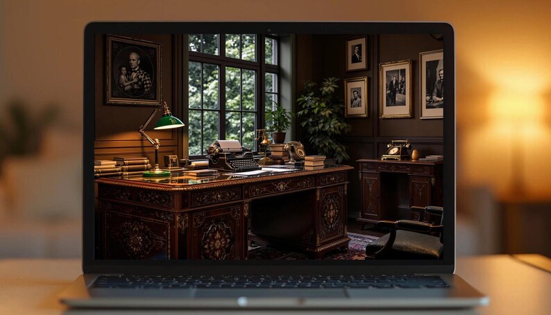 Virtual Home Office Zoom Background Cozy Retro Vintage 1920's Backdrop ...