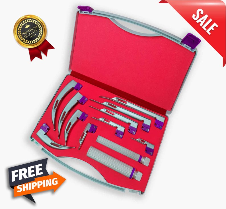 Set of 12 Fiber Optic Laryngoscope Kit – Mac & Miller Blades With ...