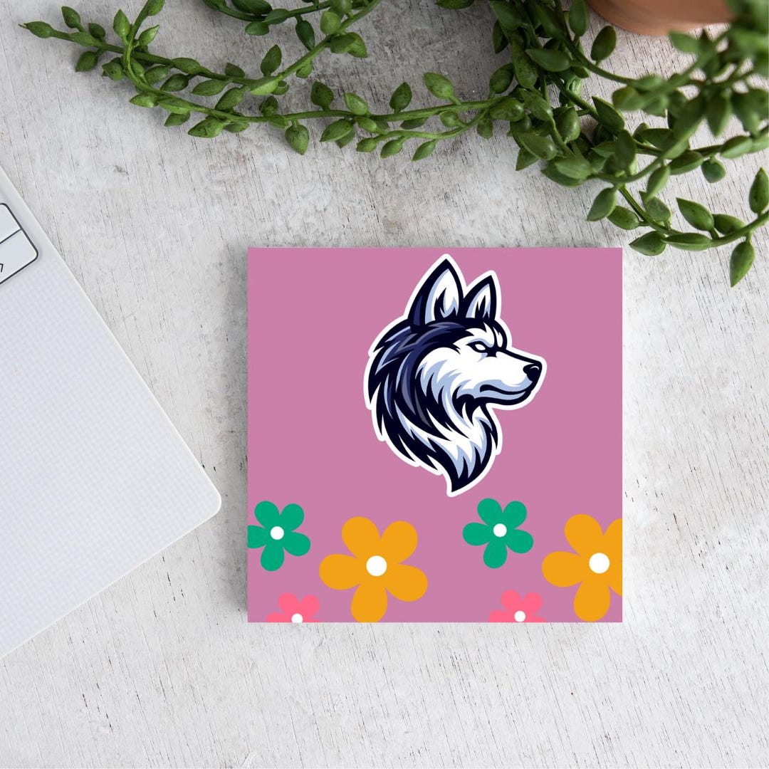 Husky Coaster Pink Floral Design, Cute Animal Drink Holder, Coffee ...