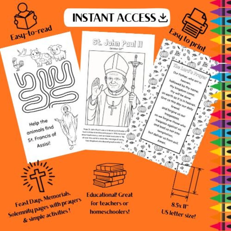 Catholic Kids Coloring & Activity Book - October Edition | Saints ...