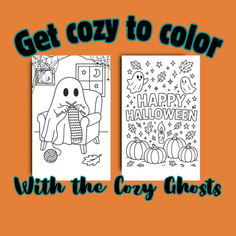Cozy Ghosts Coloring Book - Printable Halloween Coloring Pages - Etsy
