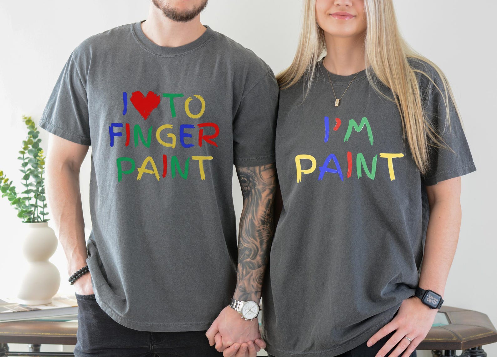 Funny Couples Matching Shirts, I Love to Finger Paint I'm Paint ...
