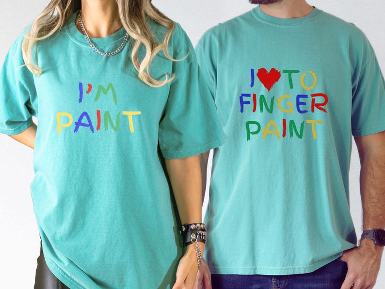 Funny Couples Matching Shirts, I Love to Finger Paint I'm Paint ...