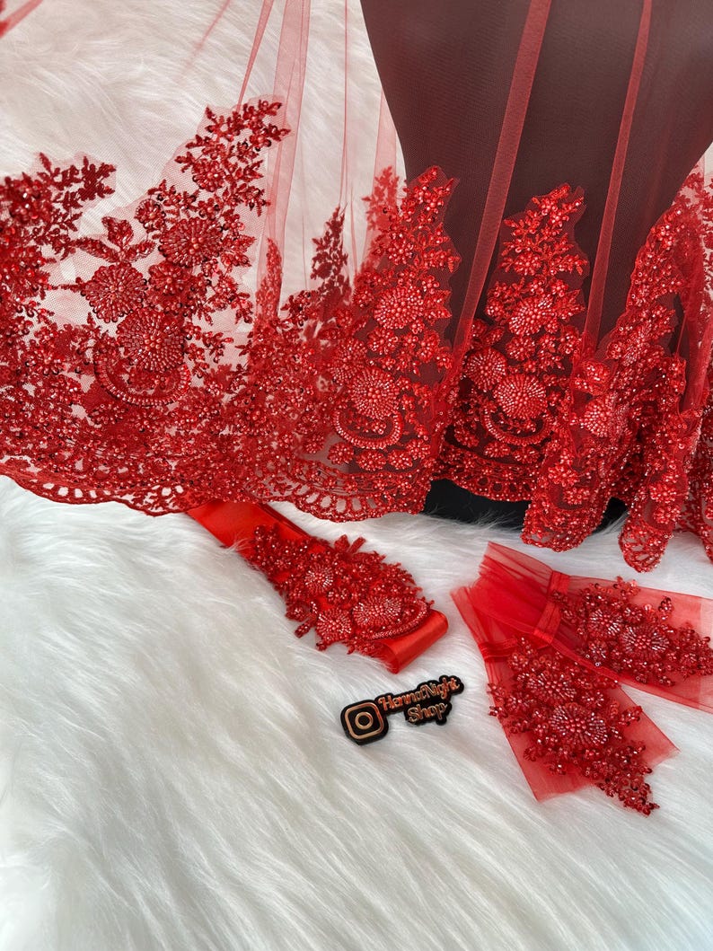 Henna Veil for Turkish Henna Night Exquisite Red - Lace Beaded ...
