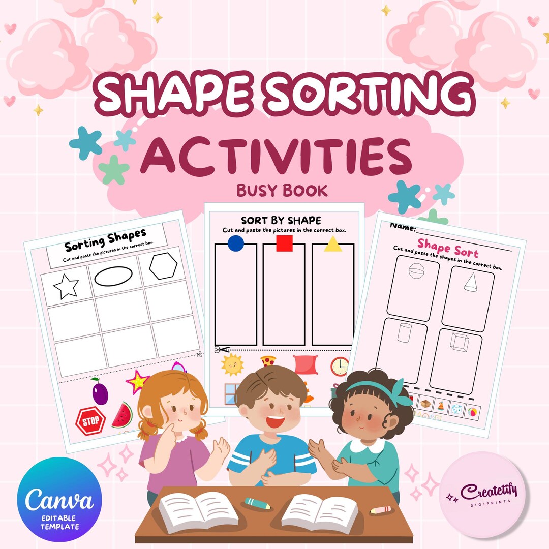 Busy Book Shape Sorting Activities for Kids Editable and Printable ...