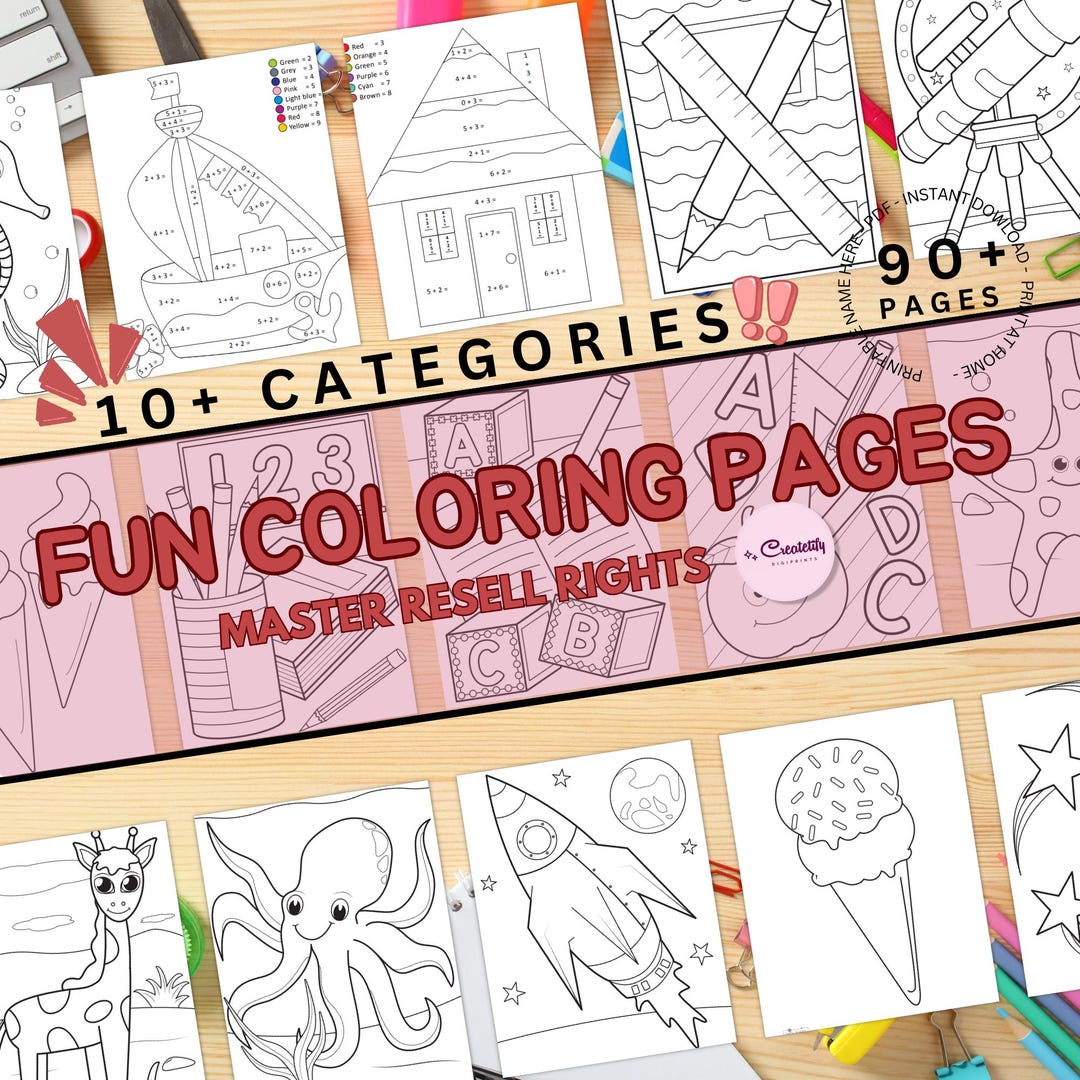 Kids Coloring Pages Bundle – 90 Printable Art Activities (digital ...