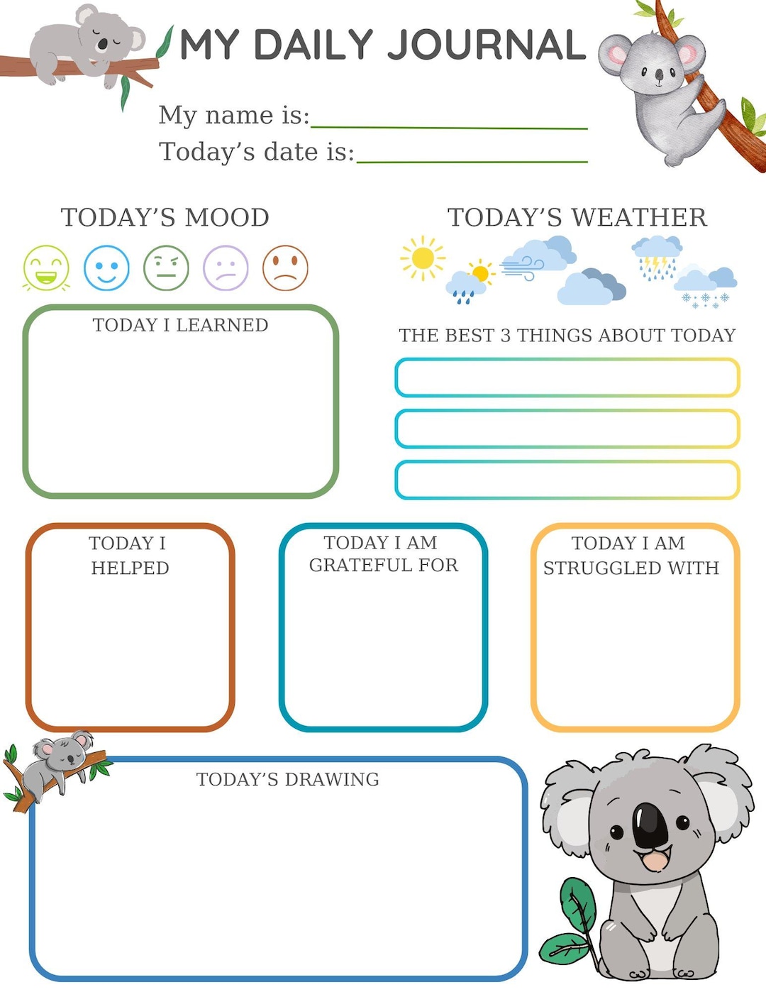 Kids Diary Printable, Kids Daily Planner, Daily Checklist Kids, Daily ...