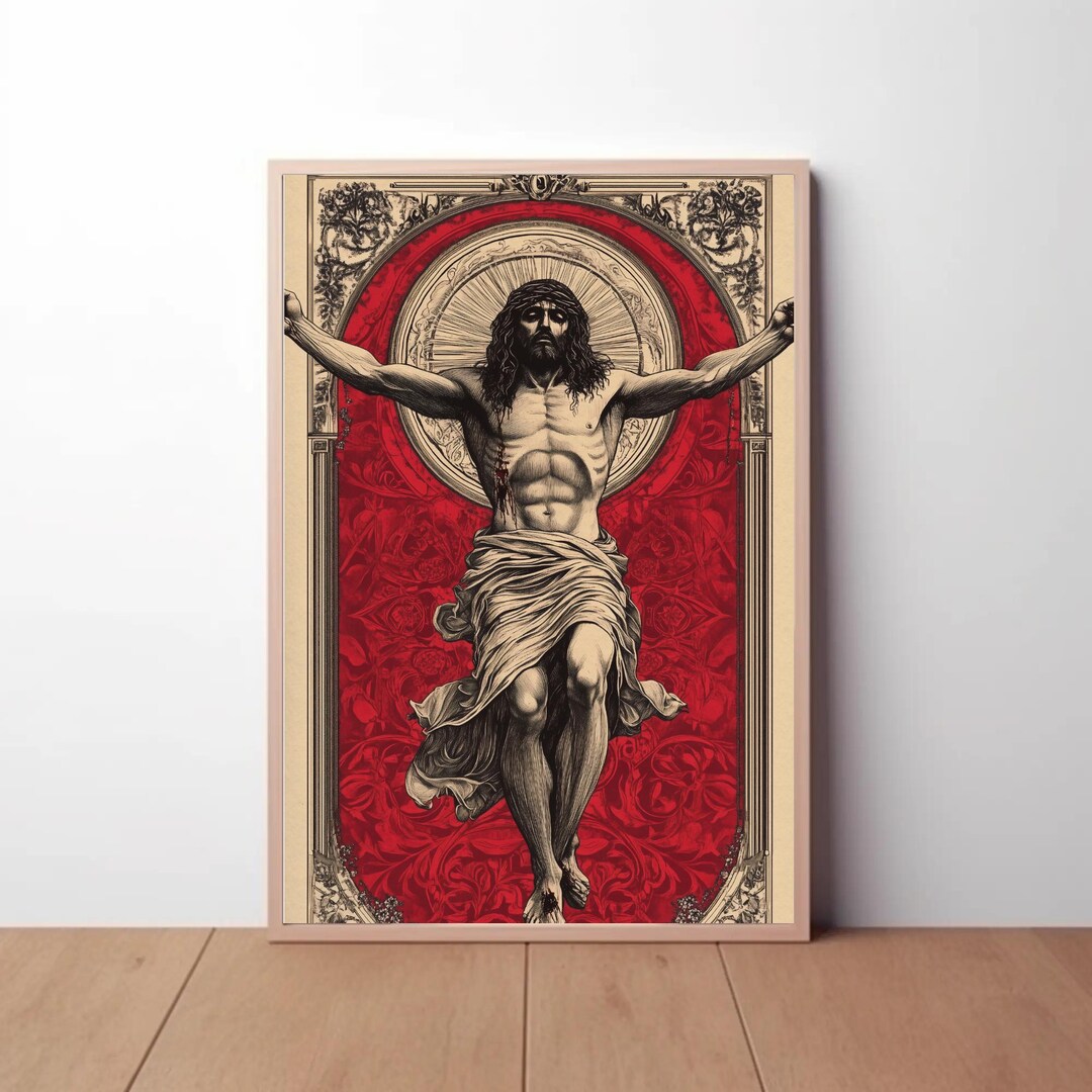 Jesus Christ Crusifixion Victorian Art Print Goth Design Digital ...