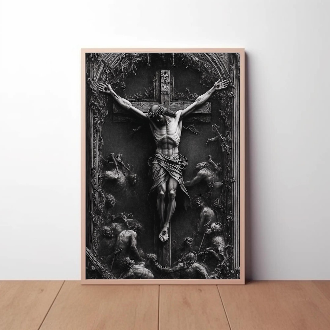 Jesus Christ Crusifixion Victorian Art Print Goth Design Digital ...