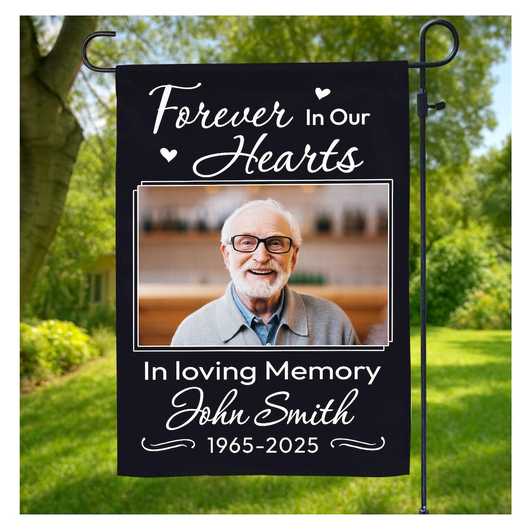 Custom Photo in Loving Memory Flag, Personalized Memorial Garden Flag ...