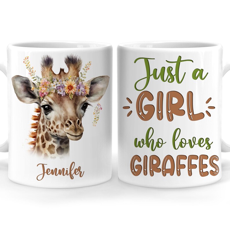 Personalized Giraffe Mug – Custom Name Giraffe Coffee Cup, Cute Giraffe ...