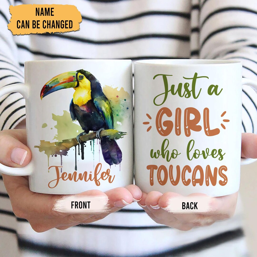 Personalized Toucan Mug – Custom Name Toucan Coffee Cup, Cute Bird ...