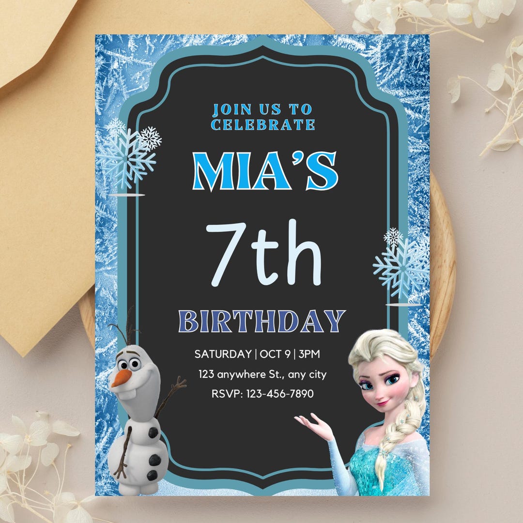 Editable Frozen Theme Birthday Invitation Editable on CANVA Free ...