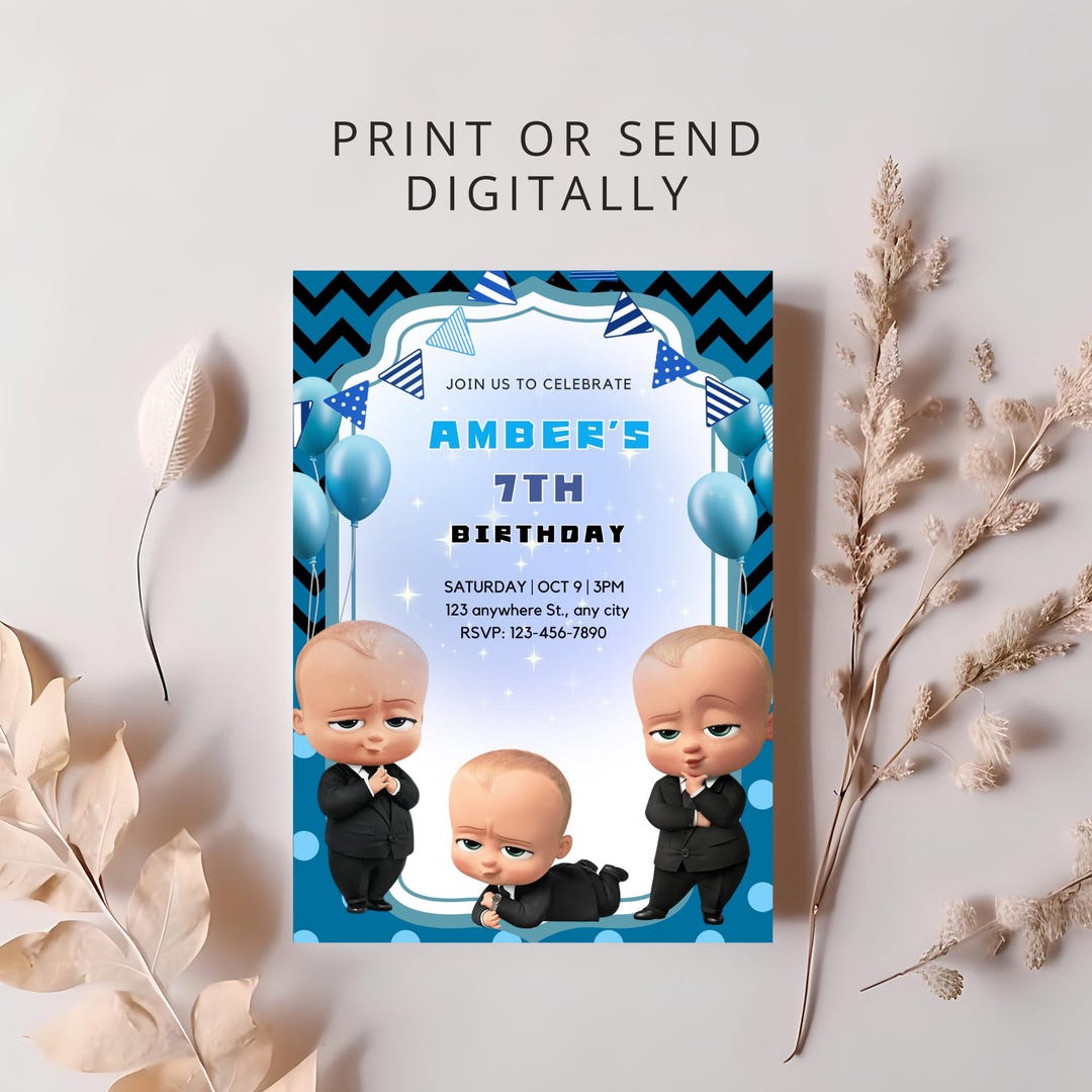Editable Boss Baby Theme Birthday Invitation Editable on CANVA Free ...
