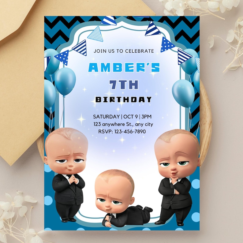 Editable Boss Baby Theme Birthday Invitation Editable on CANVA Free ...