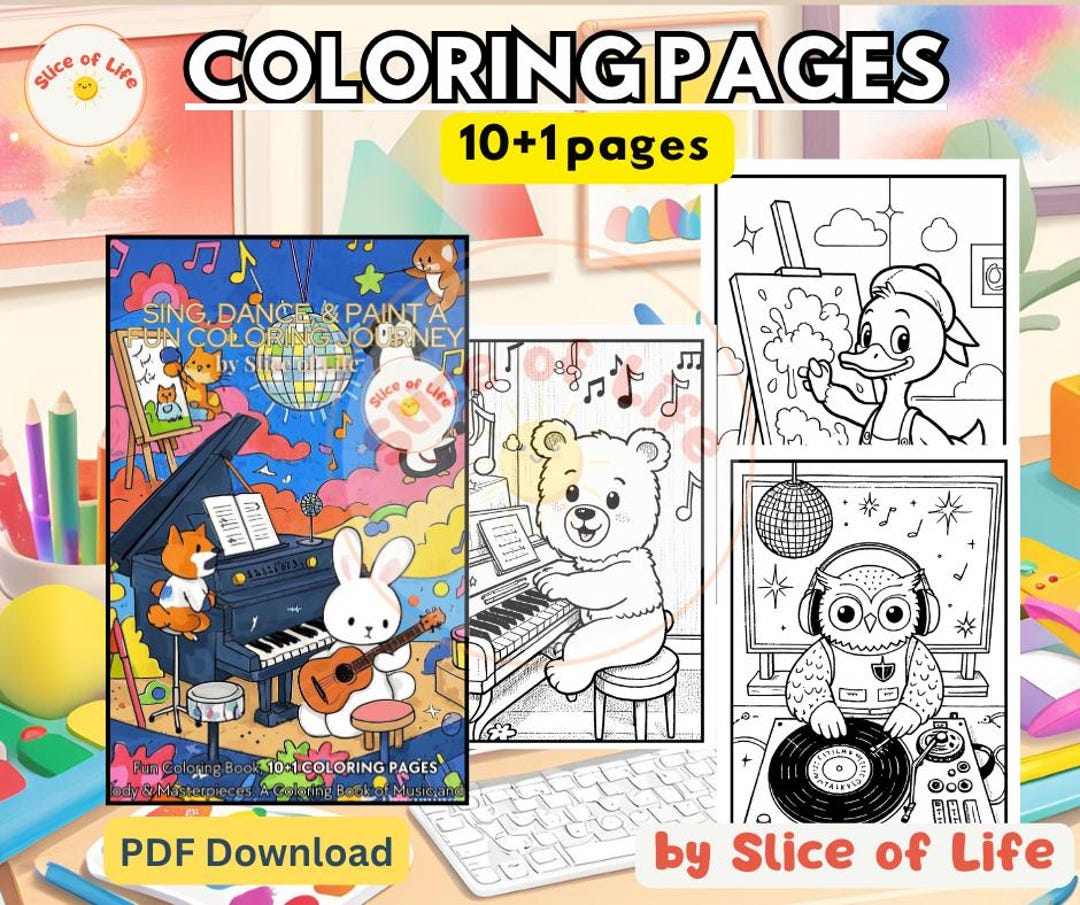 Sing, Dance, and Paint Coloring Book, 11 Fun Coloring Pages, Musical ...