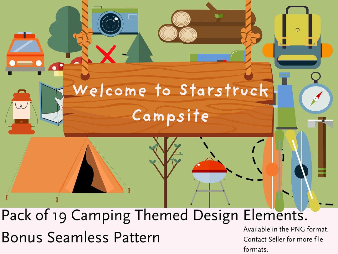 Camping Design Elements - Camping-themed Clipart Bundle - Pack of 19 ...