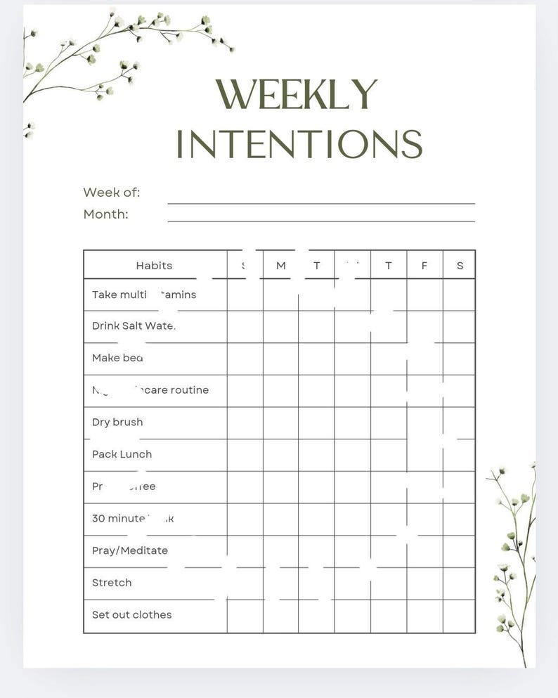 Weekly Intentions E - Etsy