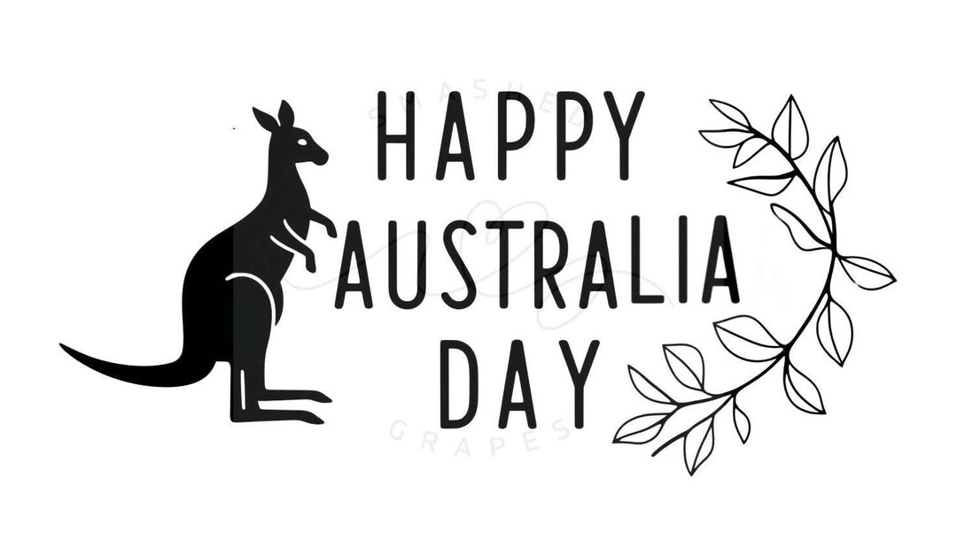 Australia Day SVG, PNG, JPG Kangaroo Design Hand-drawn Black & White ...