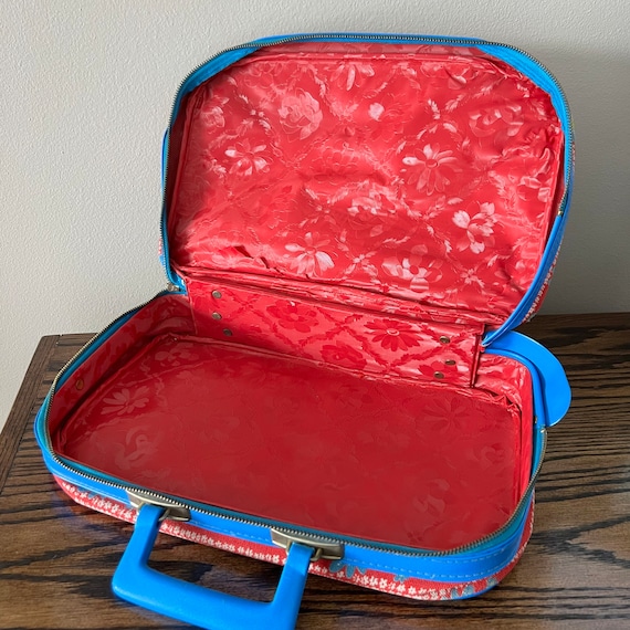 Vintage Childs Suitcase / Red Flower Vintage Suitcase… - Gem