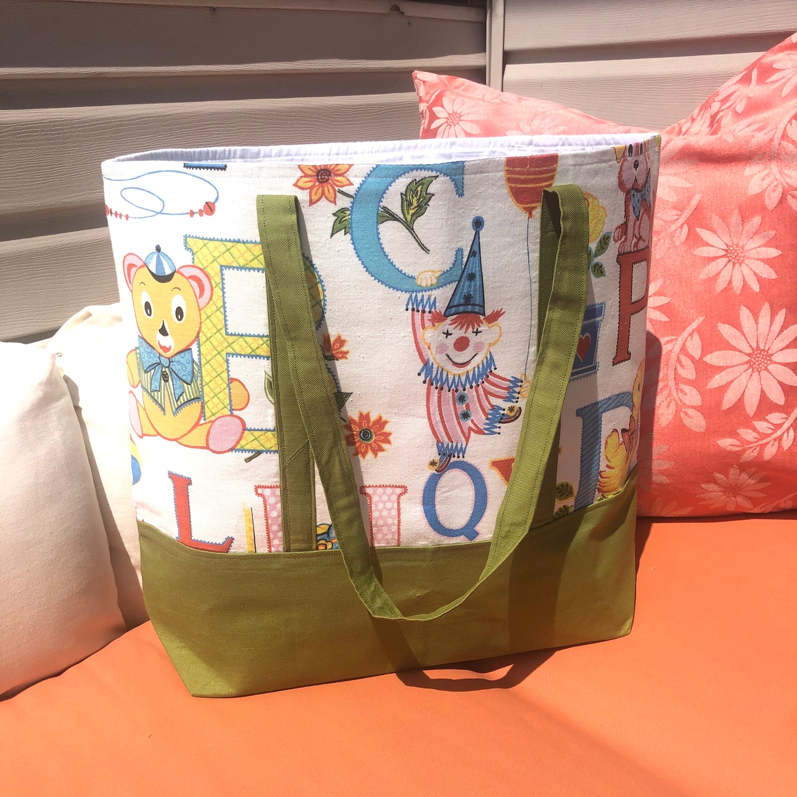 ABC Childrens Fabric Tote Bag / Large Shopping Tote Bag / | Etsy